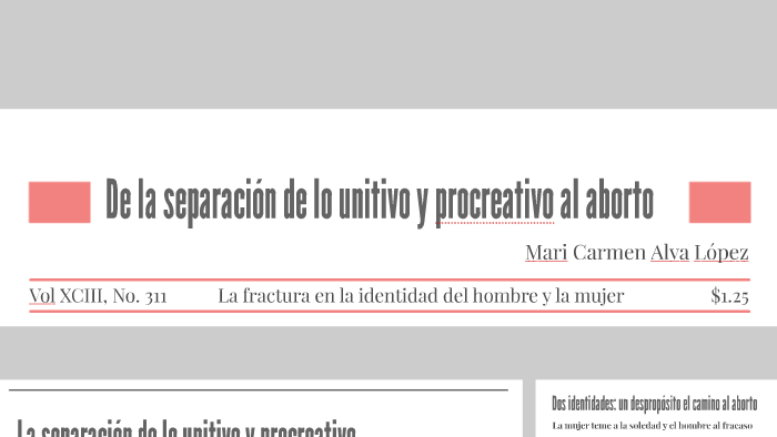 De la separación de lo unitivo y procreativo al aborto by Mari Carmen ...