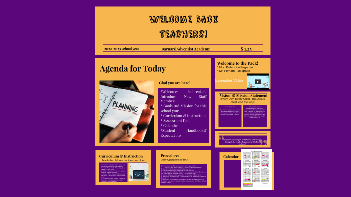 Welcome Back Teachers by Felicia Barnard on Prezi