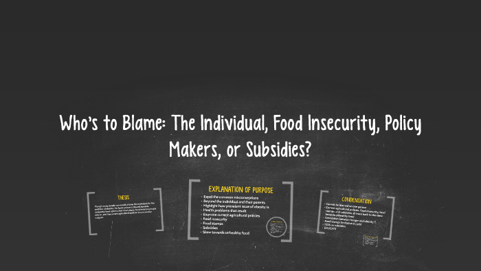 Who's to Blame: The Individual, Food Insecurity, Policy Make by Erin ...