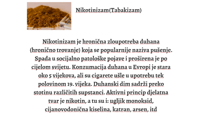 Nikotinizam(Tabakizam) by Omer Zlatic on Prezi