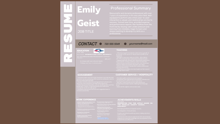 Emily Resume by Emily Geist on Prezi
