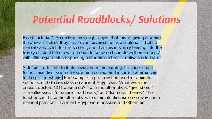 Potential Roadblocks/ Solutions by Bianca Taylor on Prezi