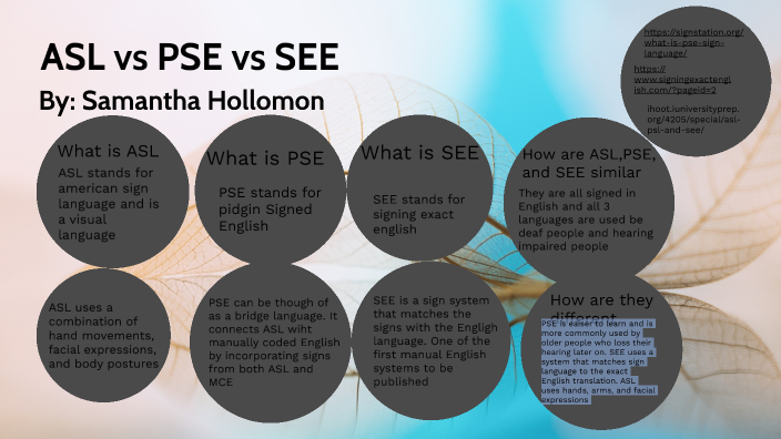 ASL vs PSE vs SEE by Samantha Hollomon on Prezi