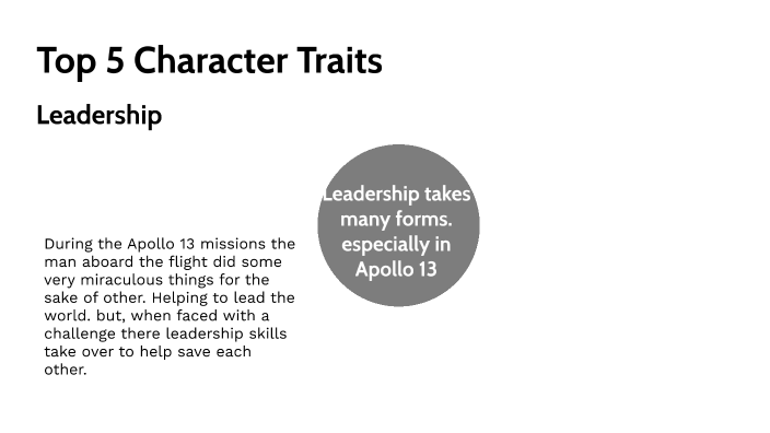Top 5 Character Traits by Owen Tyers on Prezi