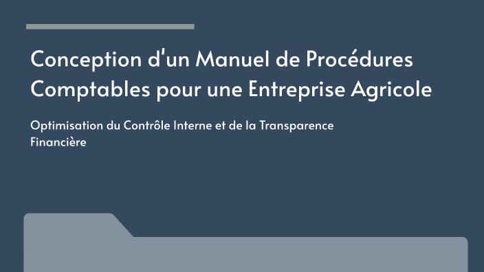 Conception d'un Manuel de Procédures Comptables pour une Entreprise ...