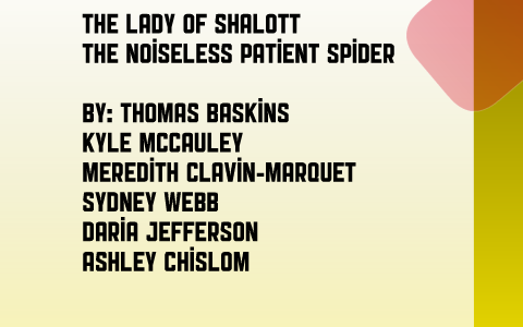 "The Lady of Shalott" & "A Noiseless Patient Spider" by Thomas Baskins ...