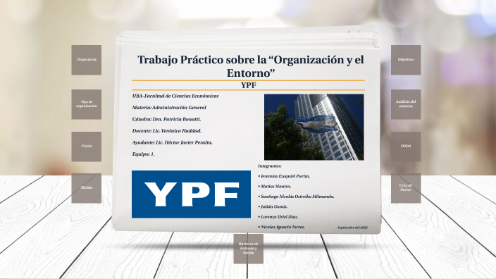 Trabajo Práctico sobre la “Organización y el Entorno de YPF” by santiago ostreika on Prezi