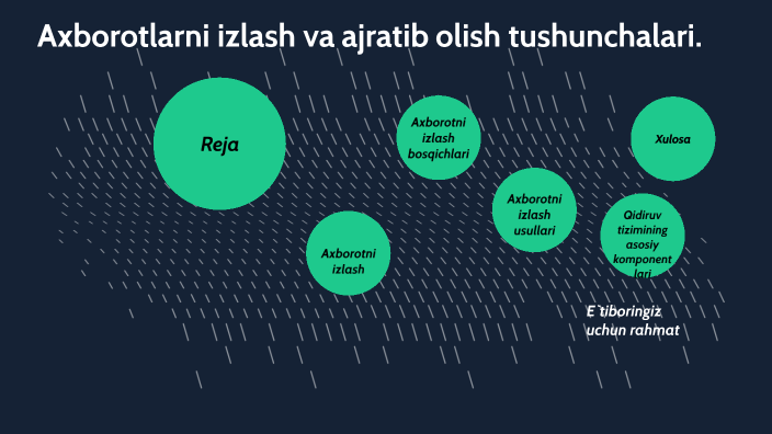 Axborotlarni izlash va ajratib olish tushunchalari by Ray John on Prezi